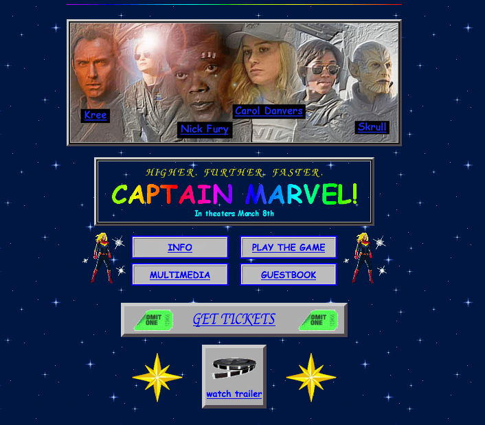 Checking out ‘Captain Marvel’s over-the-top, 1995-throwback Web site ...